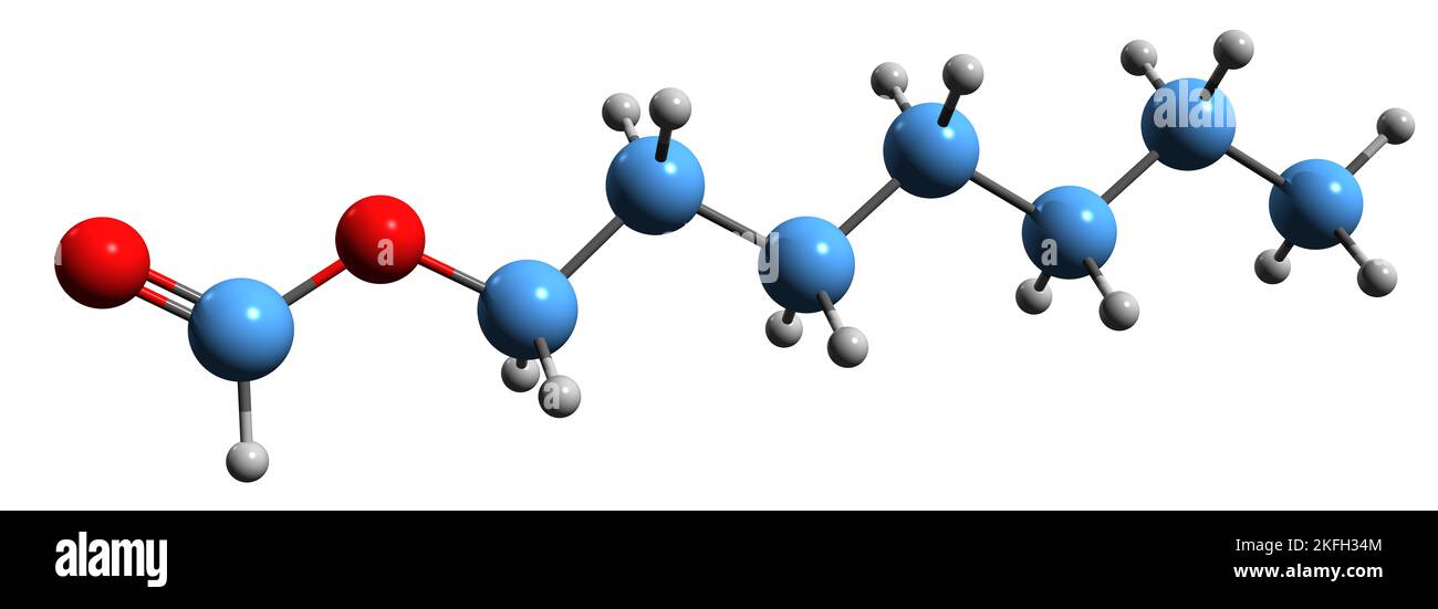 3D image of Heptyl formate skeletal formula - molecular chemical ...