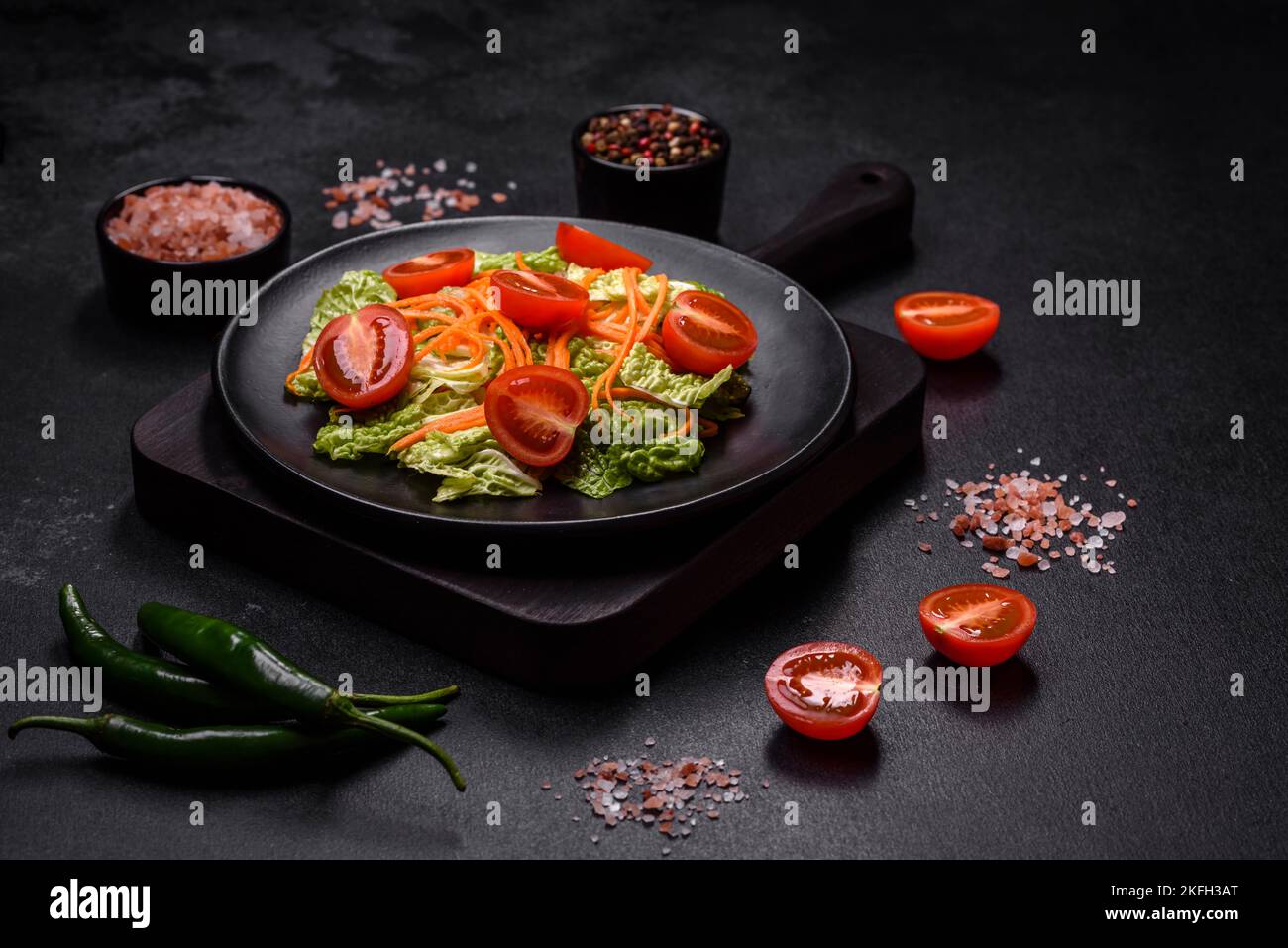 Chinese cabbage with carrots and apples, delicious salad. Vegitarian ...