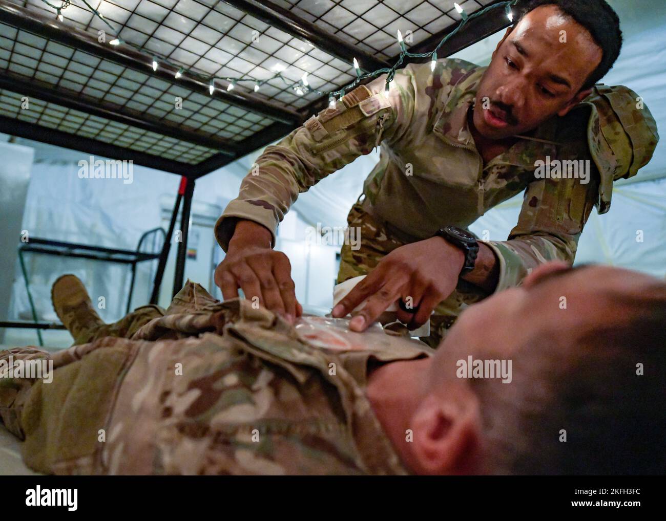 U.S. Air Force Staff Sgt. Anteco McNary, a firefighter with the 378th ...