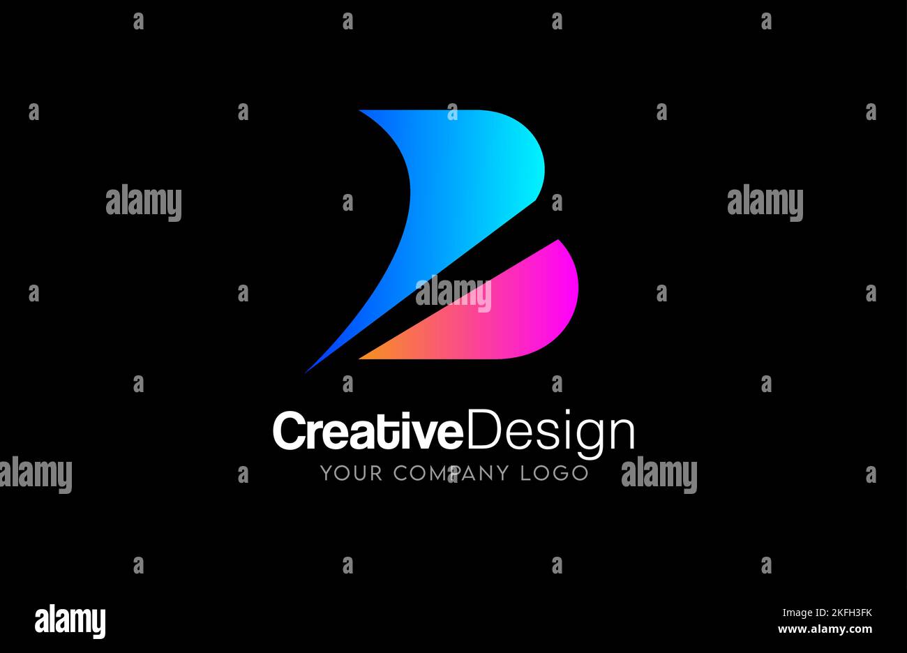 Business Letter B Logo Design in Blue and Purple Colors. B Letter ...