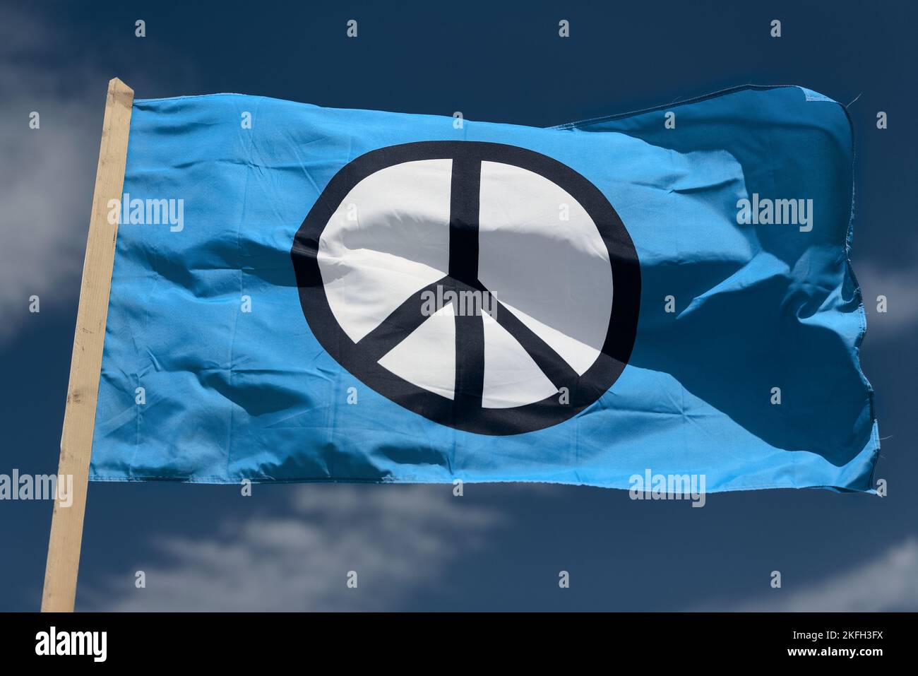 Peace flag blowing in the wind, global world banner sign symbol Stock ...
