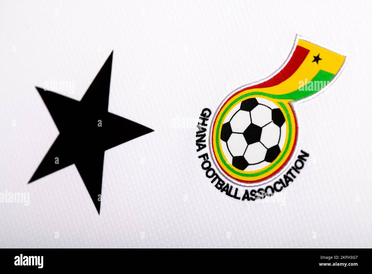 Close up of National Football team crest on home kit. FIFA World Cup ...