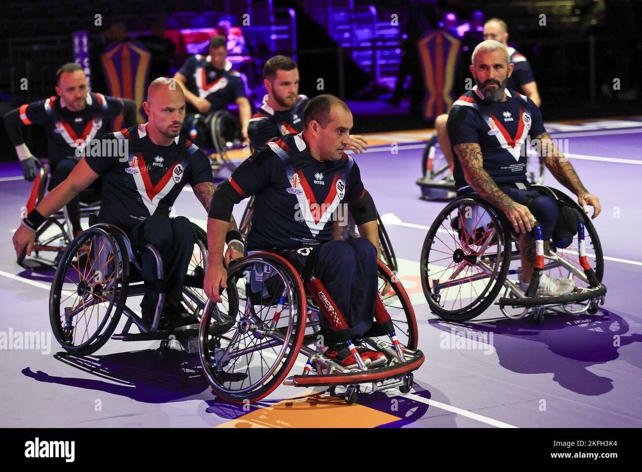 Manchester, UK. 18th Nov, 2022. The French team during the pre match ...