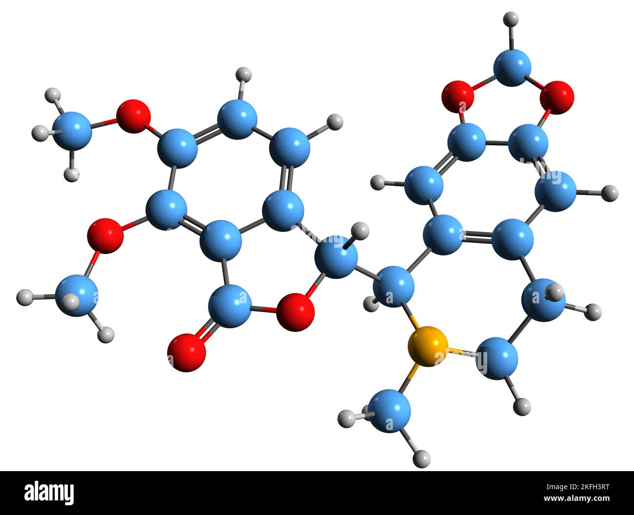 3D image of Hydrastine skeletal formula - molecular chemical structure ...