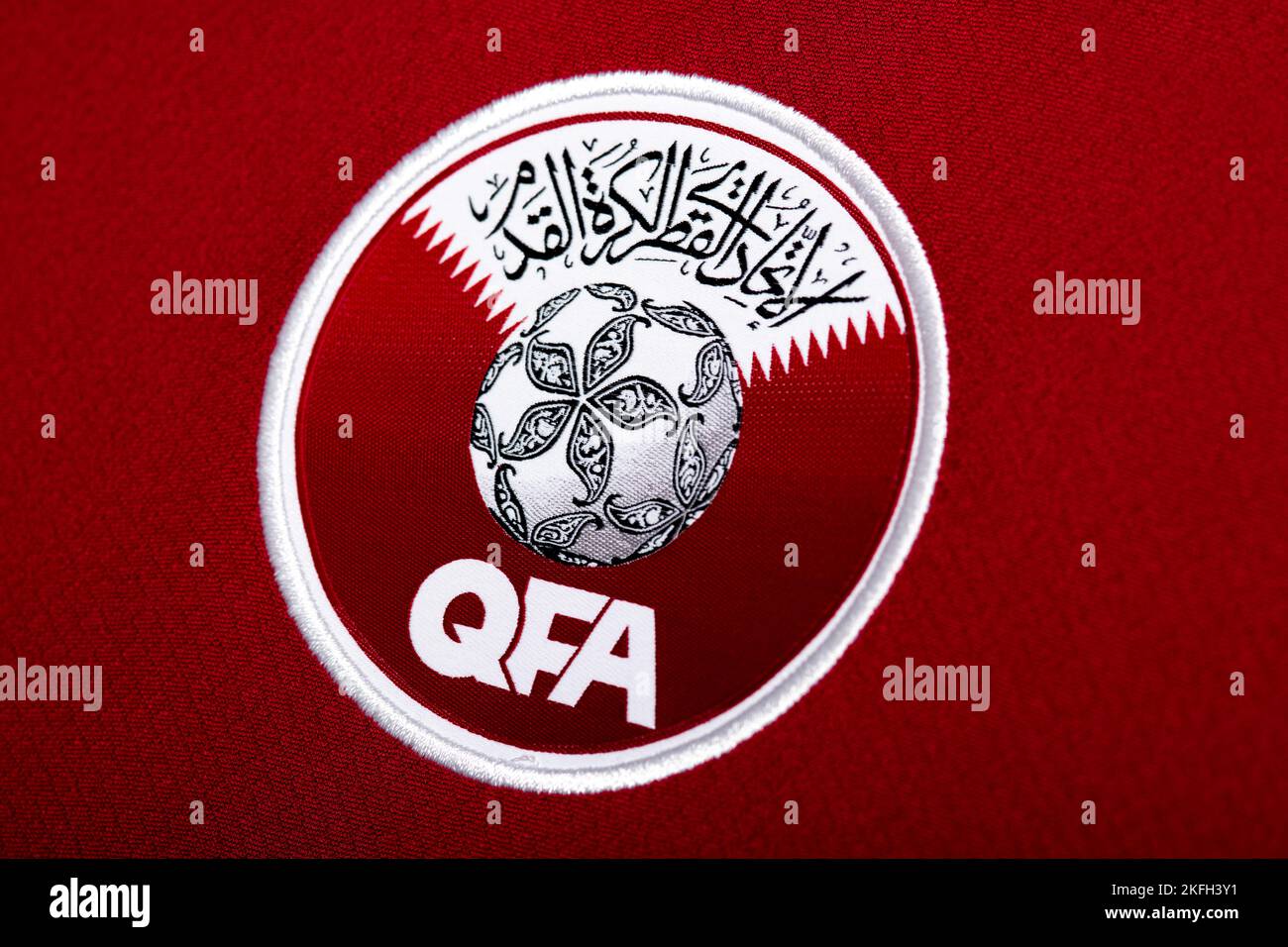 Close up of National Football team crest on home kit. FIFA World Cup ...