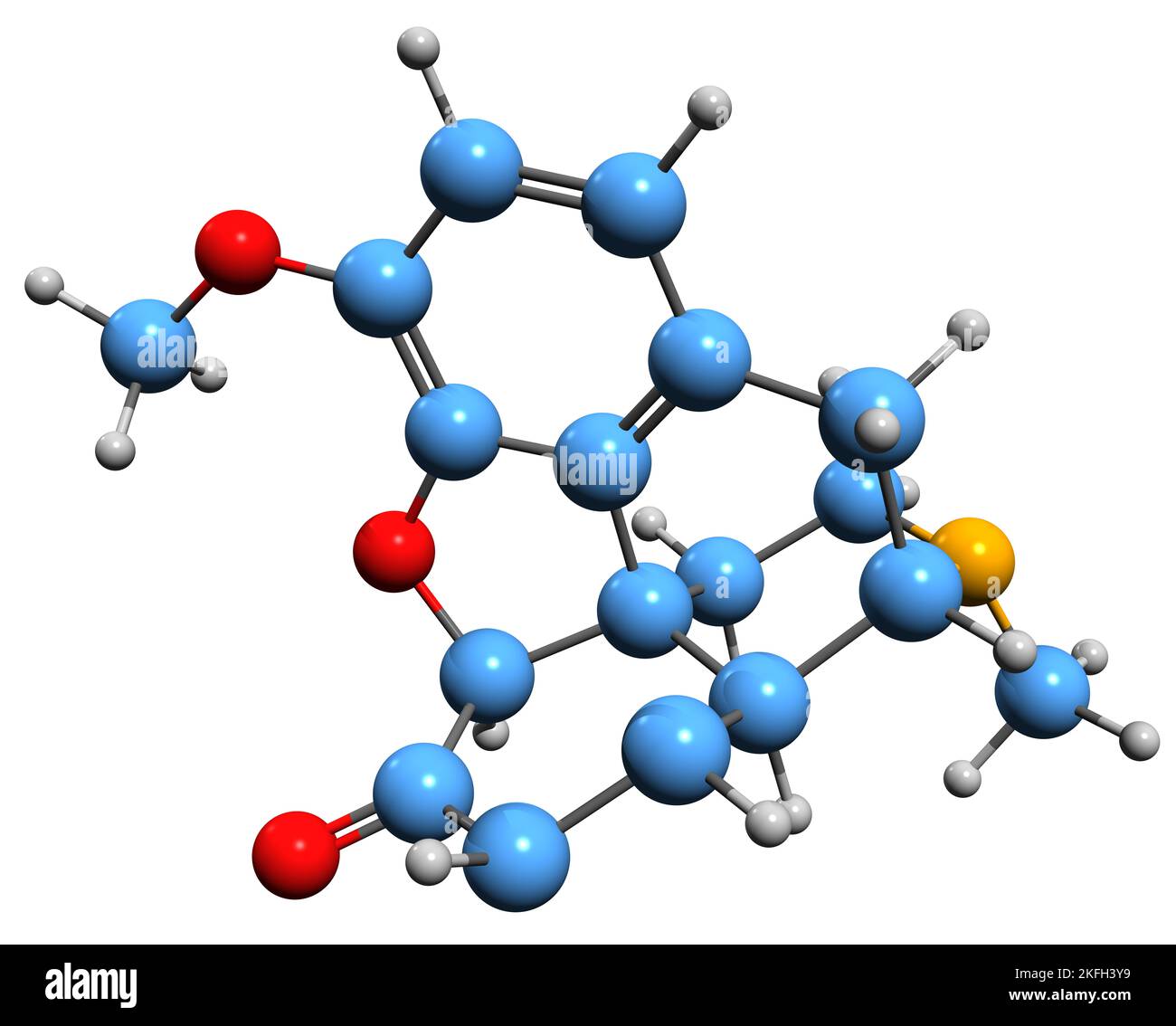 3D image of Hydrocodone skeletal formula - molecular chemical structure ...