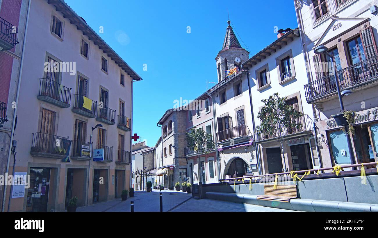 Panoramic of Viladrau, Comarca del Osona; Girona, Catalonia, Spain ...