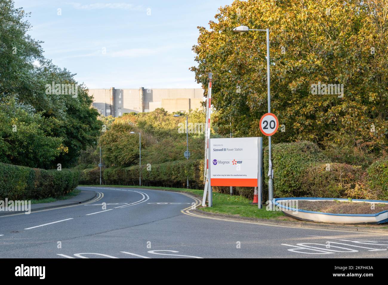 The entrance to the nuclear power station at Sizewell in Suffolk UK ...