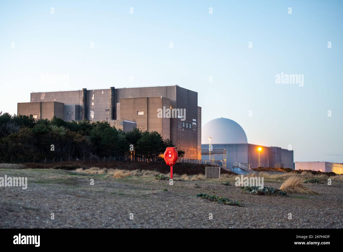 The nuclear power station at Sizewell in Suffolk UK. The current site ...