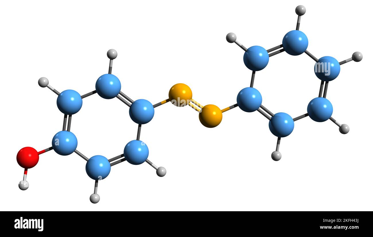 3D image of 4-Phenyldiazenylphenol skeletal formula - molecular ...