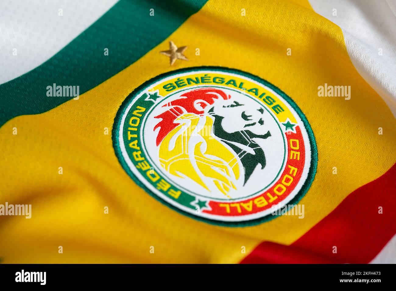 Close up of National Football team crest on home kit. FIFA World Cup ...