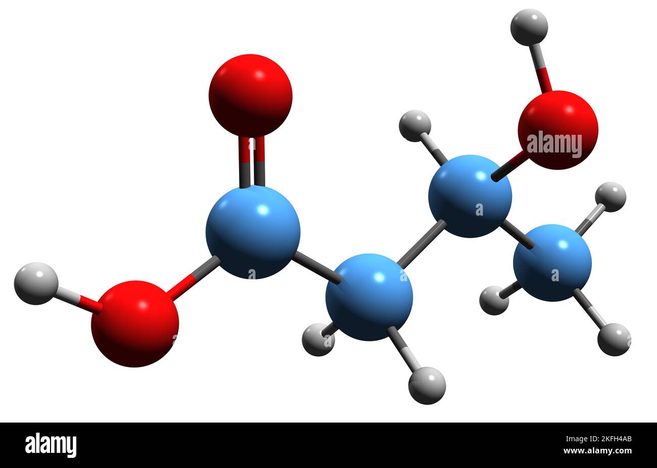 3D image of Hydroxybutyric acid skeletal formula - molecular chemical ...