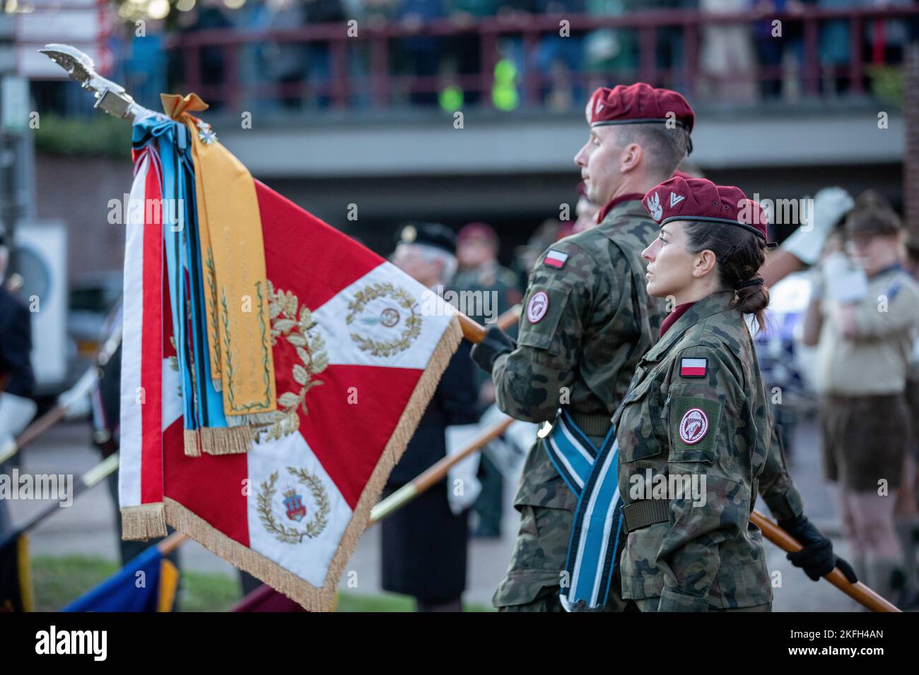 A group of Polish Paratroopers participate in a ceremony during the ...