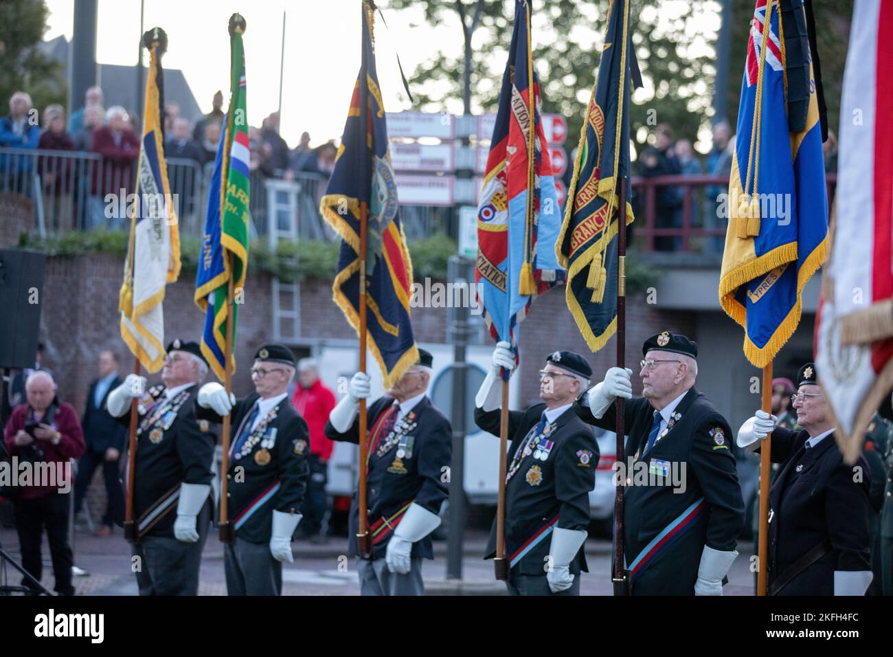 A group of British Army Veterans observe a ceremony during the ...
