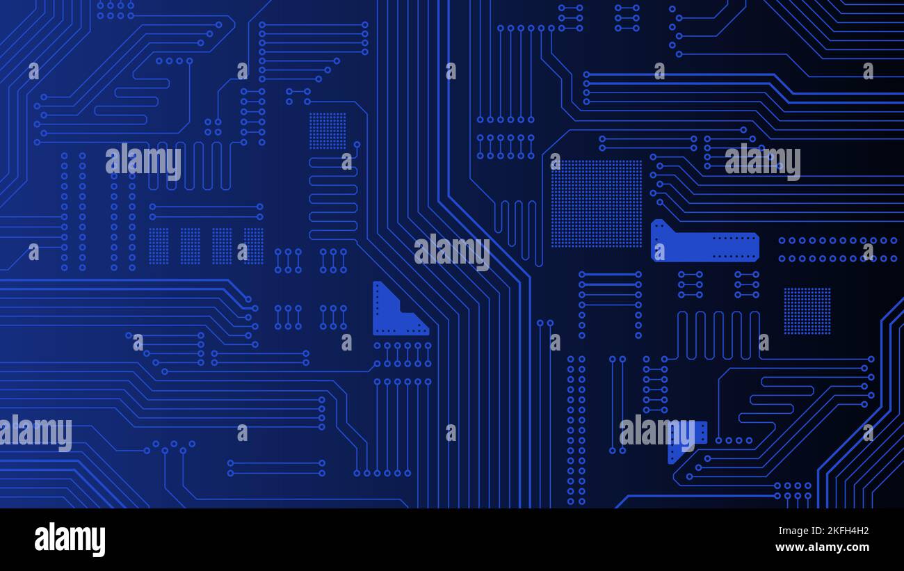 Electronic circuit board blue background. Technology design abstract ...
