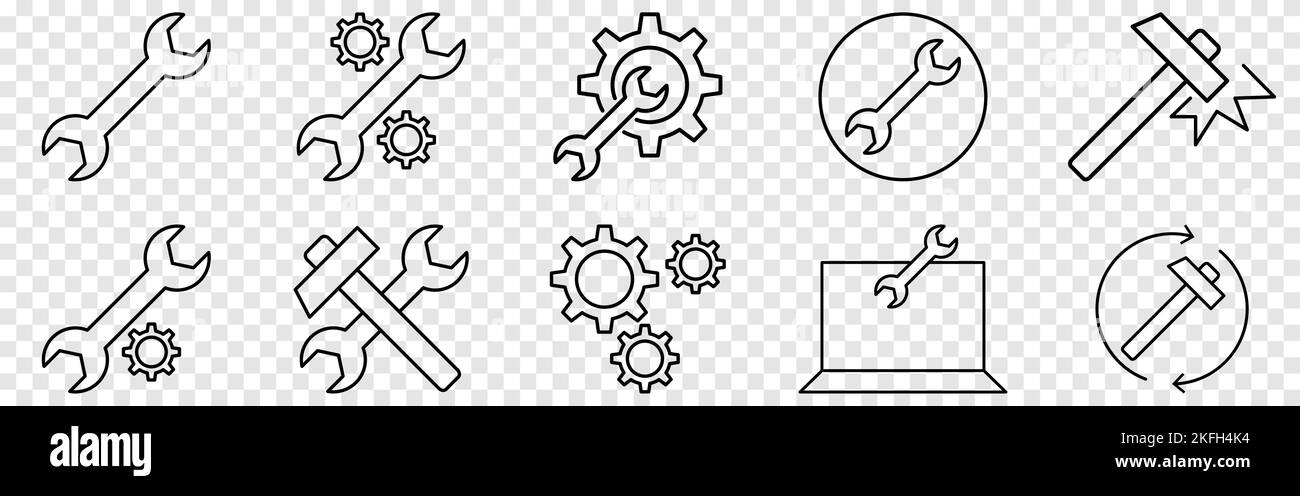 Repair line icons set. Vector illustration isolated on transparent ...