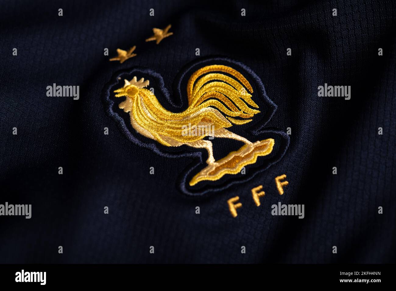 Close up of National Football team crest on home kit. FIFA World Cup ...