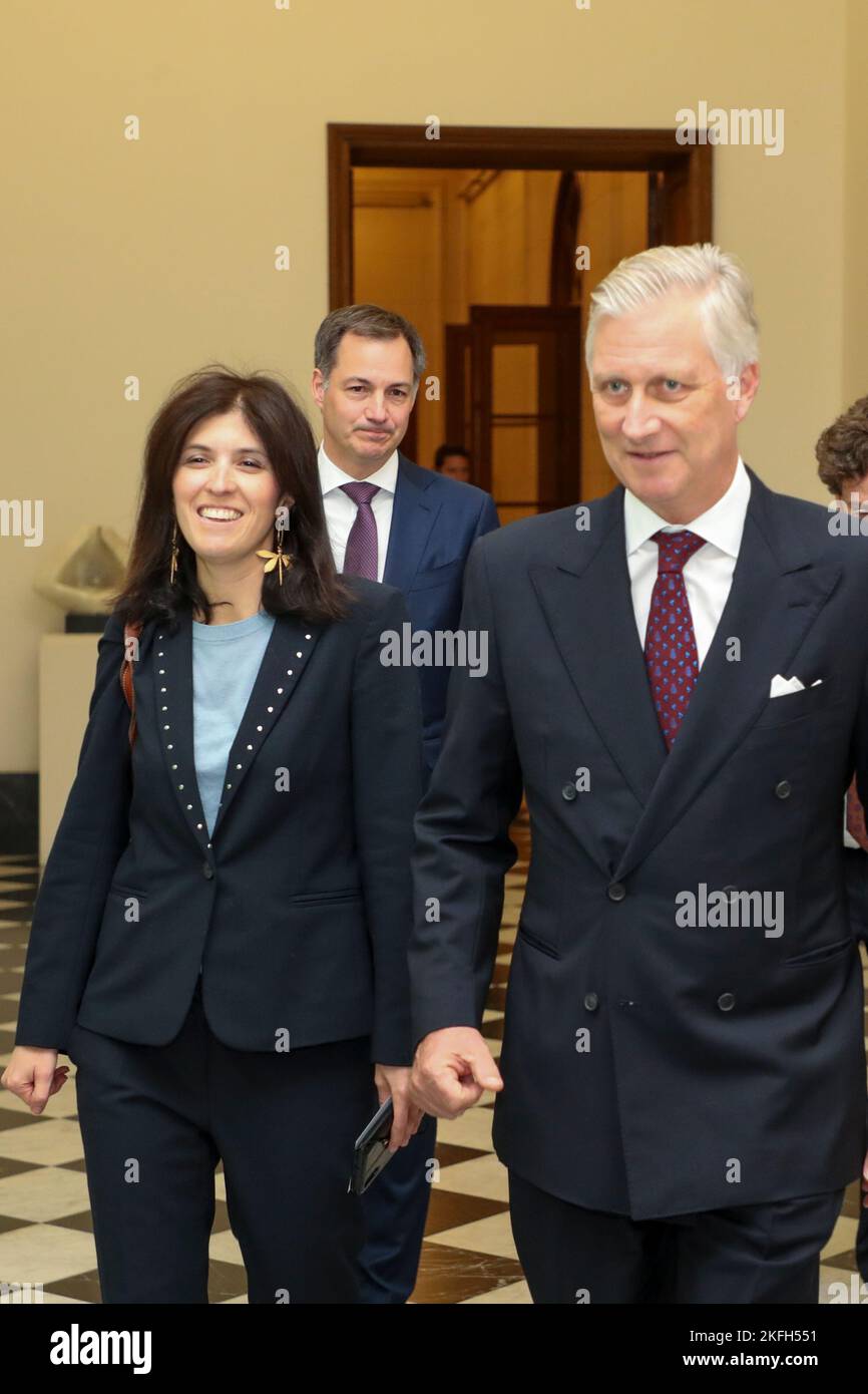 Alexia Bertrand, Prime Minister Alexander De Croo and King Philippe ...