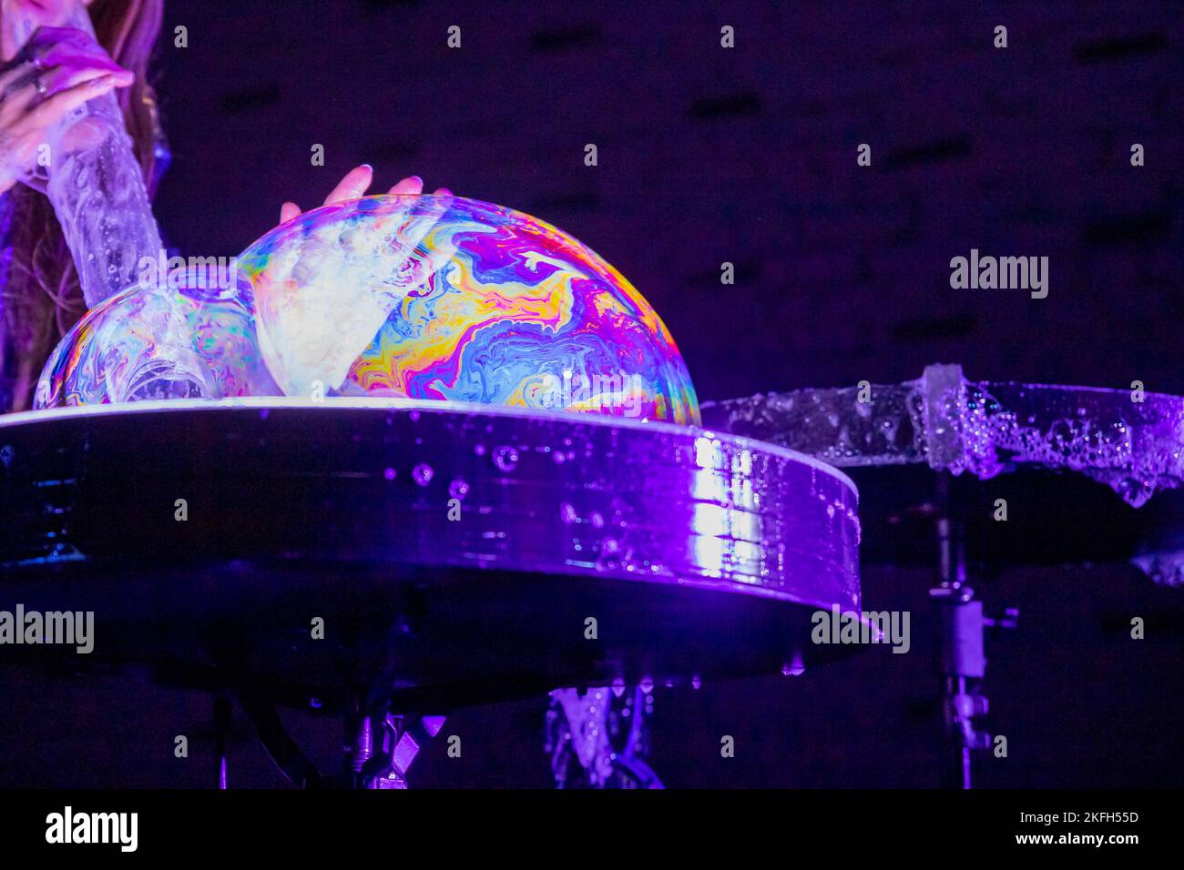 Bubble show for birthday party. Professional presentation with blowing ...