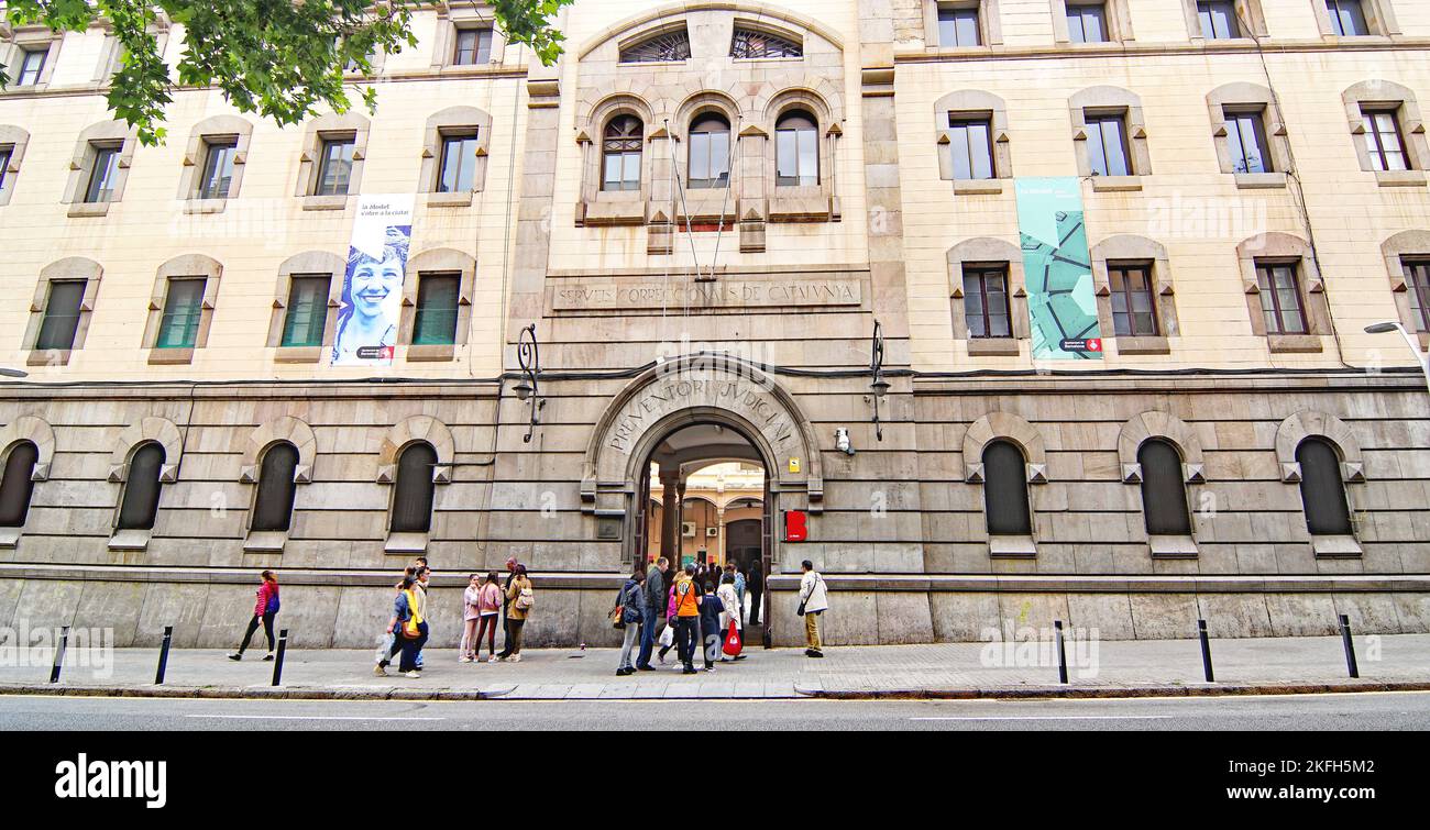 Exterior and interior of the old La Modelo prison in Barcelona ...