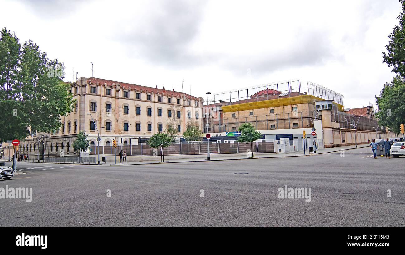 Exterior and interior of the old La Modelo prison in Barcelona ...