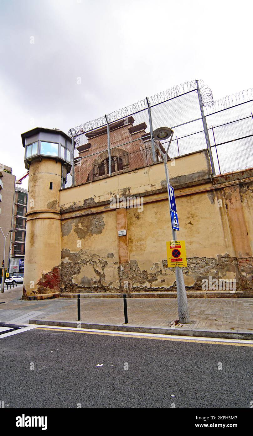 Exterior and interior of the old La Modelo prison in Barcelona ...