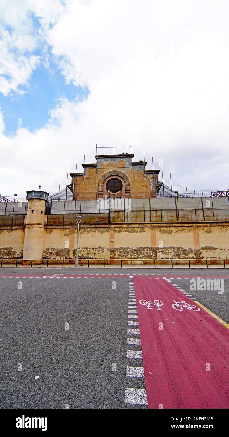 Exterior and interior of the old La Modelo prison in Barcelona ...