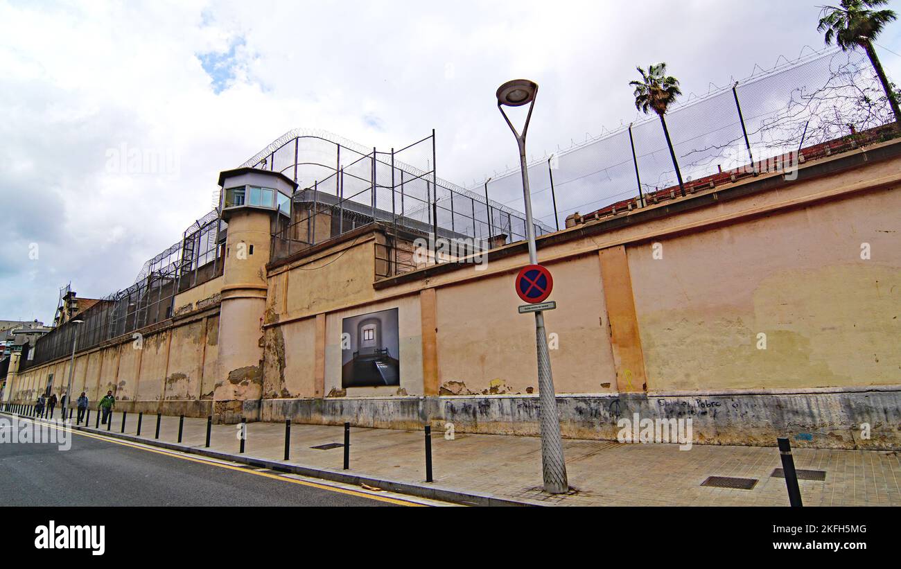 Exterior and interior of the old La Modelo prison in Barcelona ...