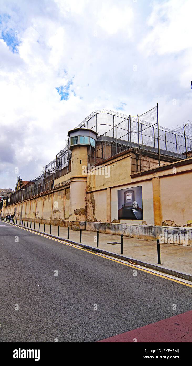 Exterior and interior of the old La Modelo prison in Barcelona ...