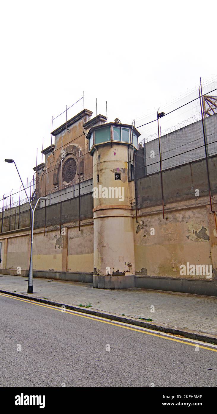 Exterior and interior of the old La Modelo prison in Barcelona ...
