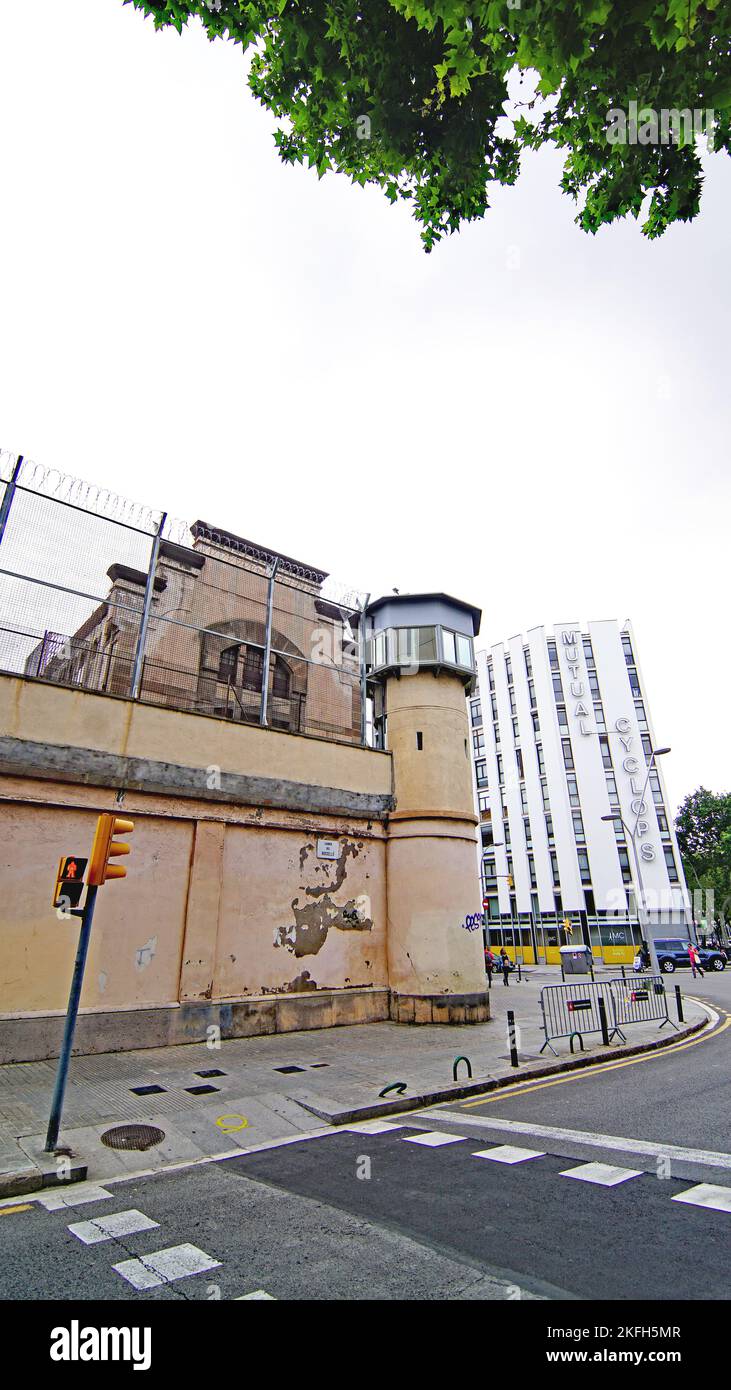 Exterior and interior of the old La Modelo prison in Barcelona ...