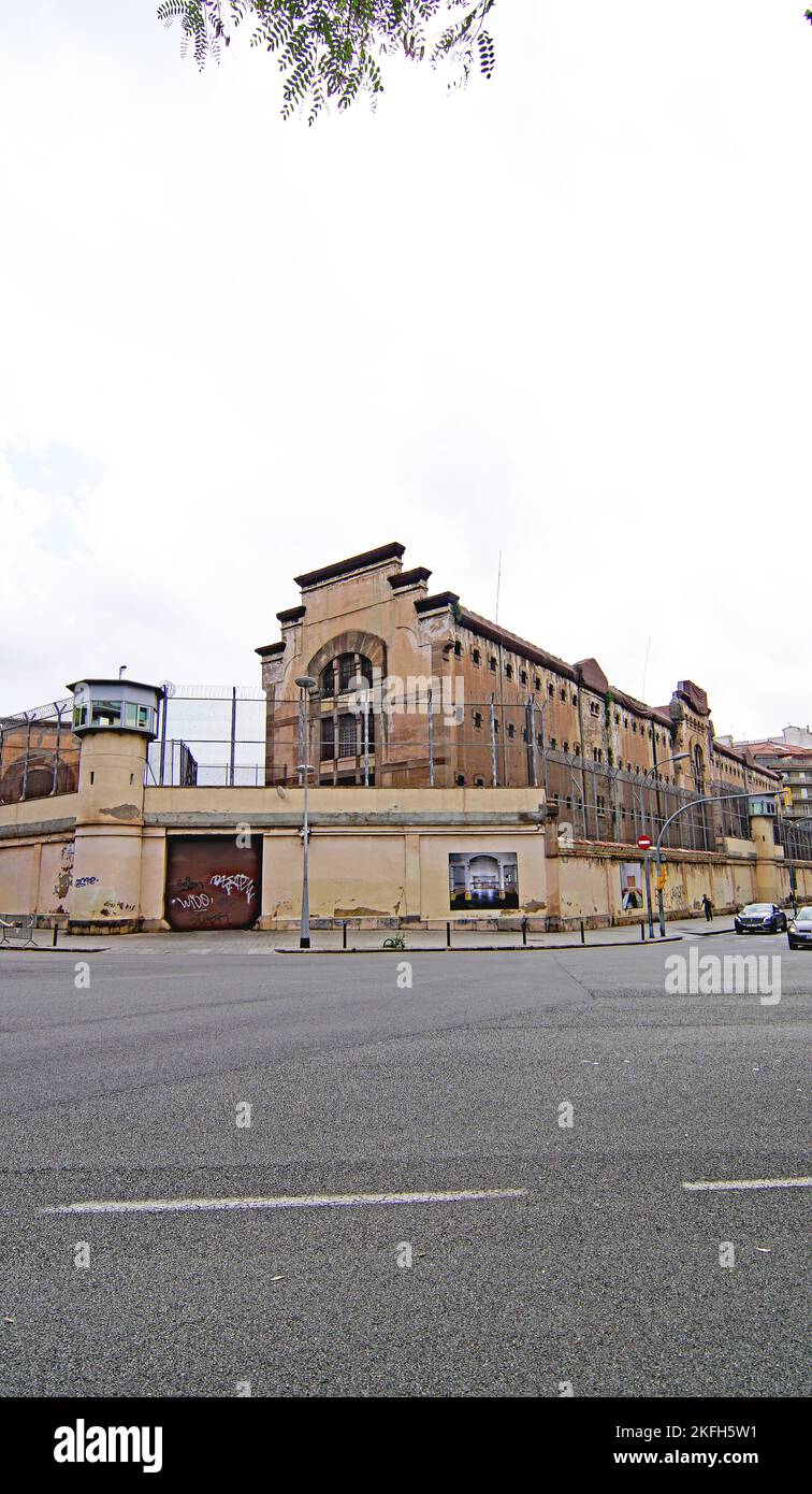 Exterior and interior of the old La Modelo prison in Barcelona ...