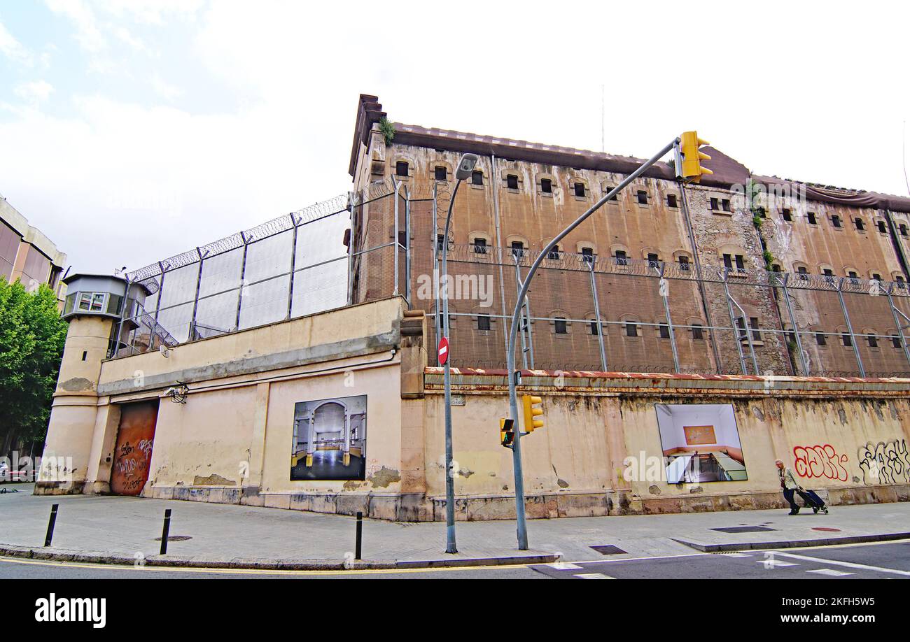 Exterior and interior of the old La Modelo prison in Barcelona ...