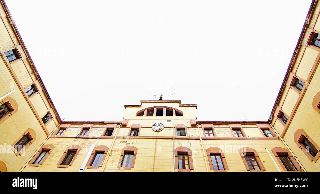 Exterior and interior of the old La Modelo prison in Barcelona ...