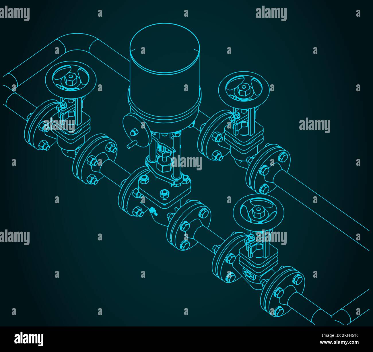 Stylized vector illustration of control valves with bypass Stock Vector ...
