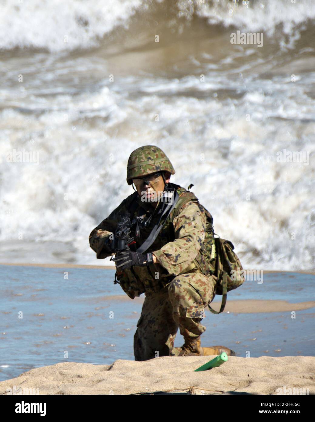 Tokunoshima, Japan. 18th Nov, 2022. Member of Japan Ground Self-Defense Force's Amphibious Rapid ...