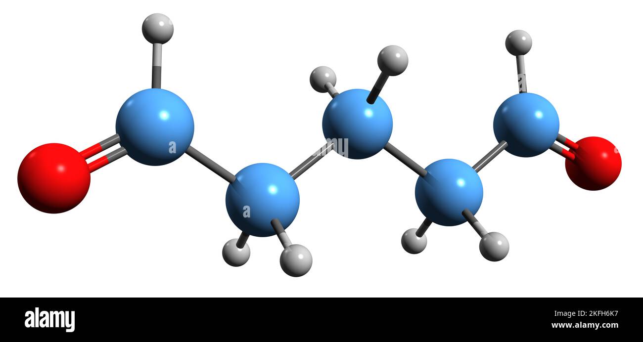 3D image of Glutaraldehyde skeletal formula - molecular chemical ...