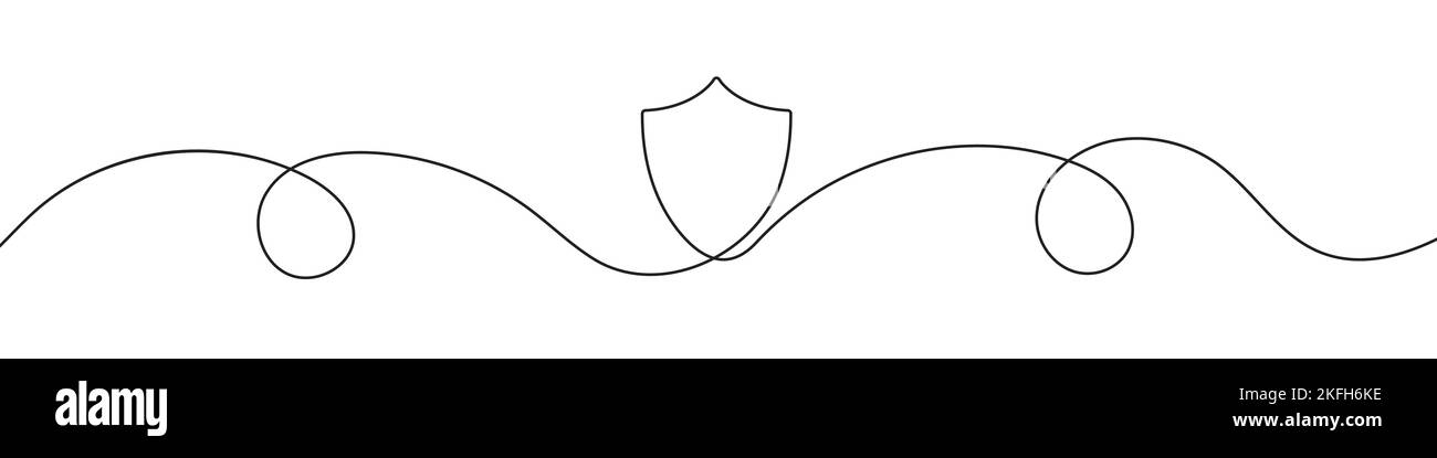 Shield in continuous line drawing style. Line art of a shield. Vector ...