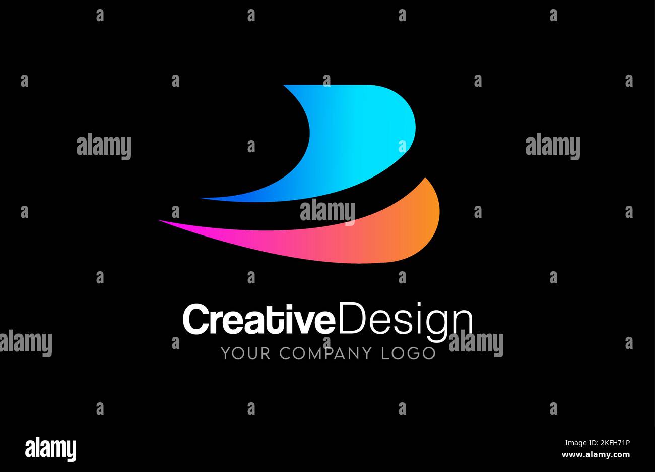 Business Letter B Logo Design in Blue and Purple Colors. B Letter ...