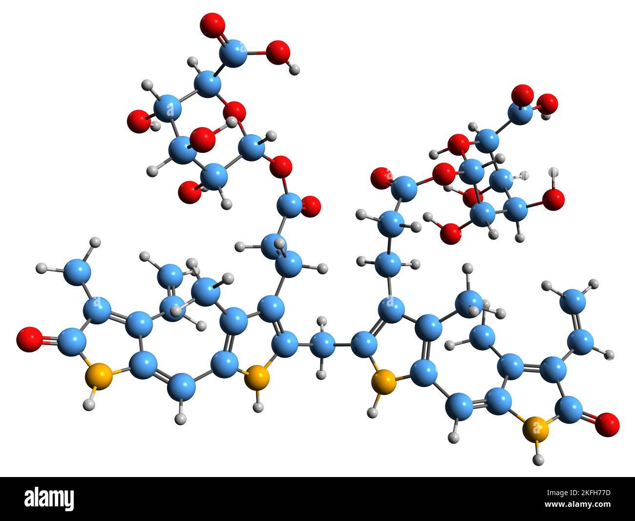3D image of Bilirubin glucuronide skeletal formula - molecular chemical ...