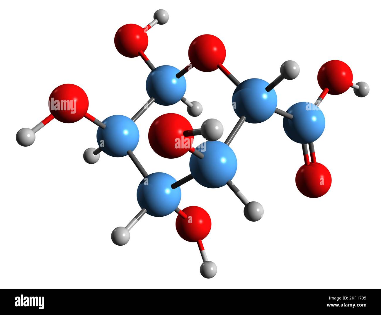 3D image of Glucuronic acid skeletal formula - molecular chemical ... 3D image of Glucuronic acid skeletal formula - molecular chemical ...