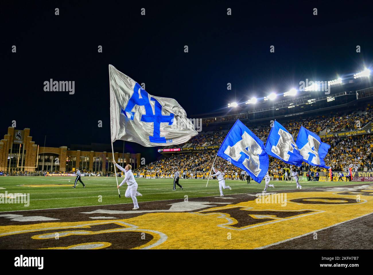 The Air Force Academy cheer team celebrates a touchdown, Sept. 16, 2022 ...