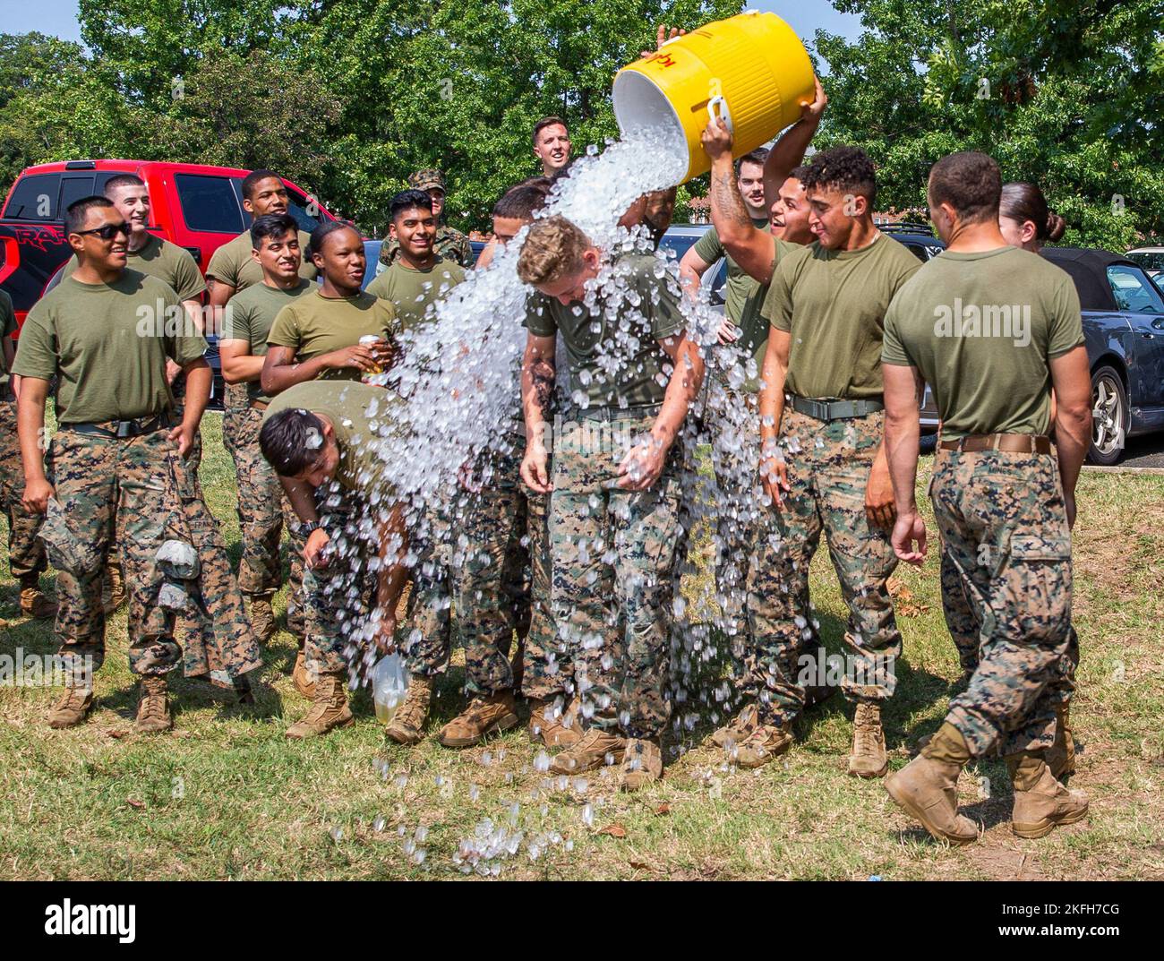 U.S. Marines with Security Battalion celebrate winning a Security ...