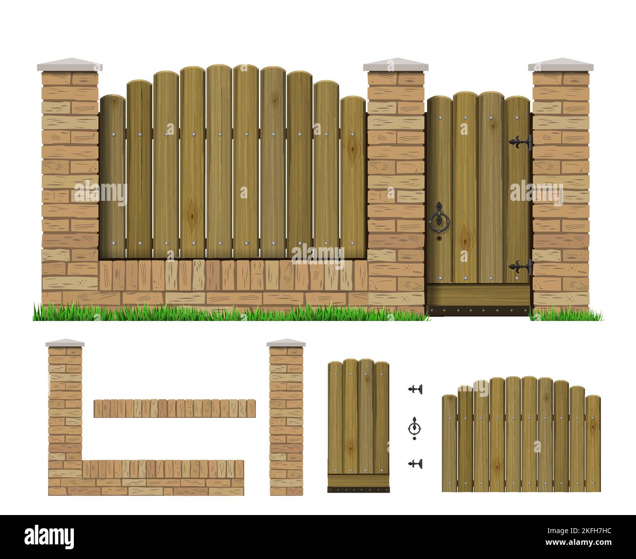Old stone fence wooden Stock Vector Images - Alamy