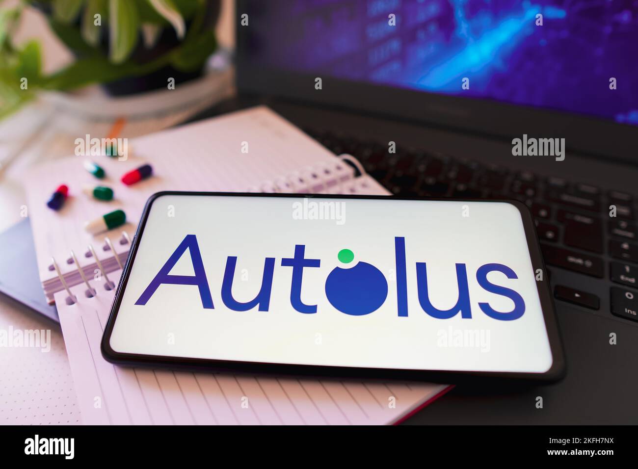 In this photo illustration, the Autolus Therapeutics logo is displayed ...