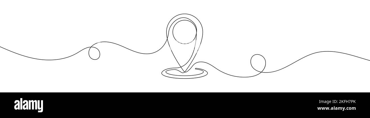 Map pin in continuous line drawing style. Line art of GPS navigation ...