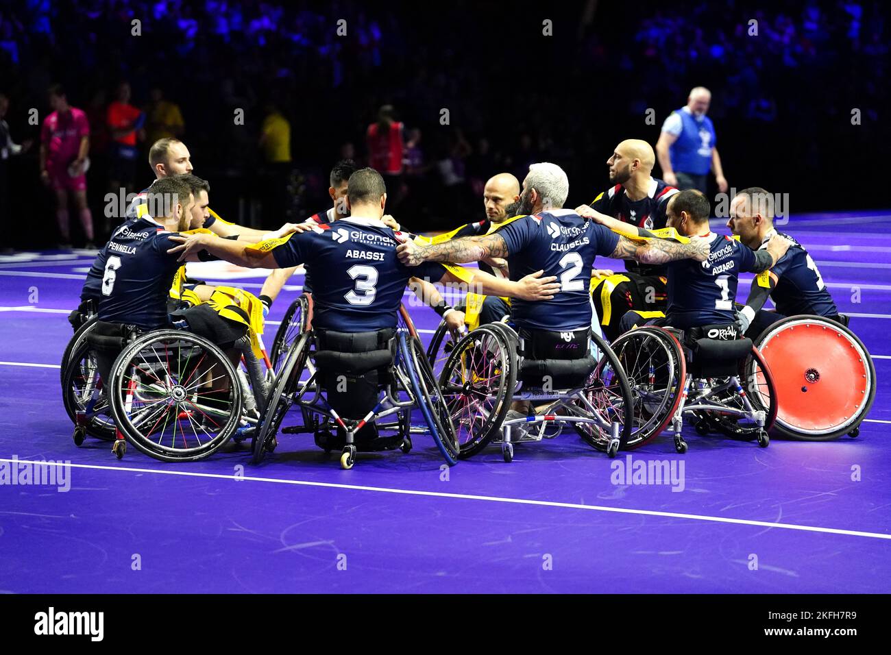 France players huddle up before the Wheelchair Rugby League World Cup ...