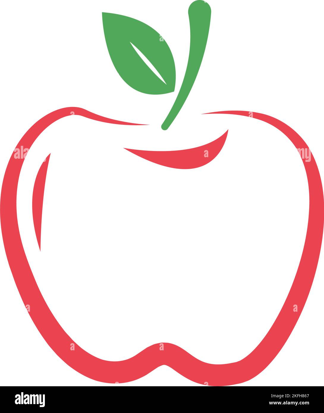 A red apple fruit outline icon isolated on a white background - concept ...
