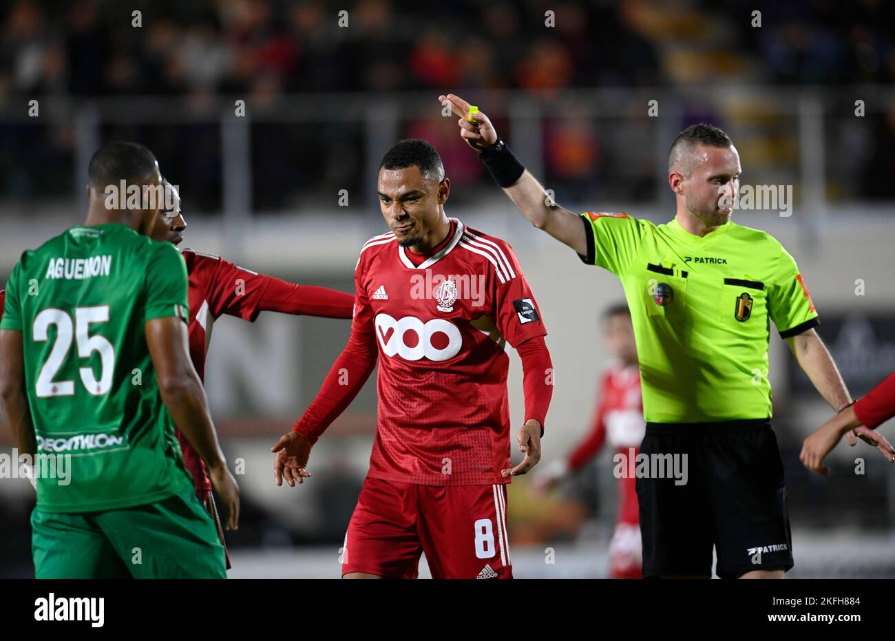 SL16's Sacha Banse receives a yellow card from, Referee Anthony ...