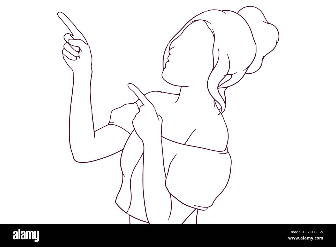 beautiful girl ponting hand drawn style vector illustration Stock ...